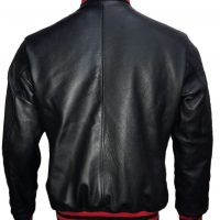 Stylish Red And Black Stripes Leather Jacket - Jackets Town